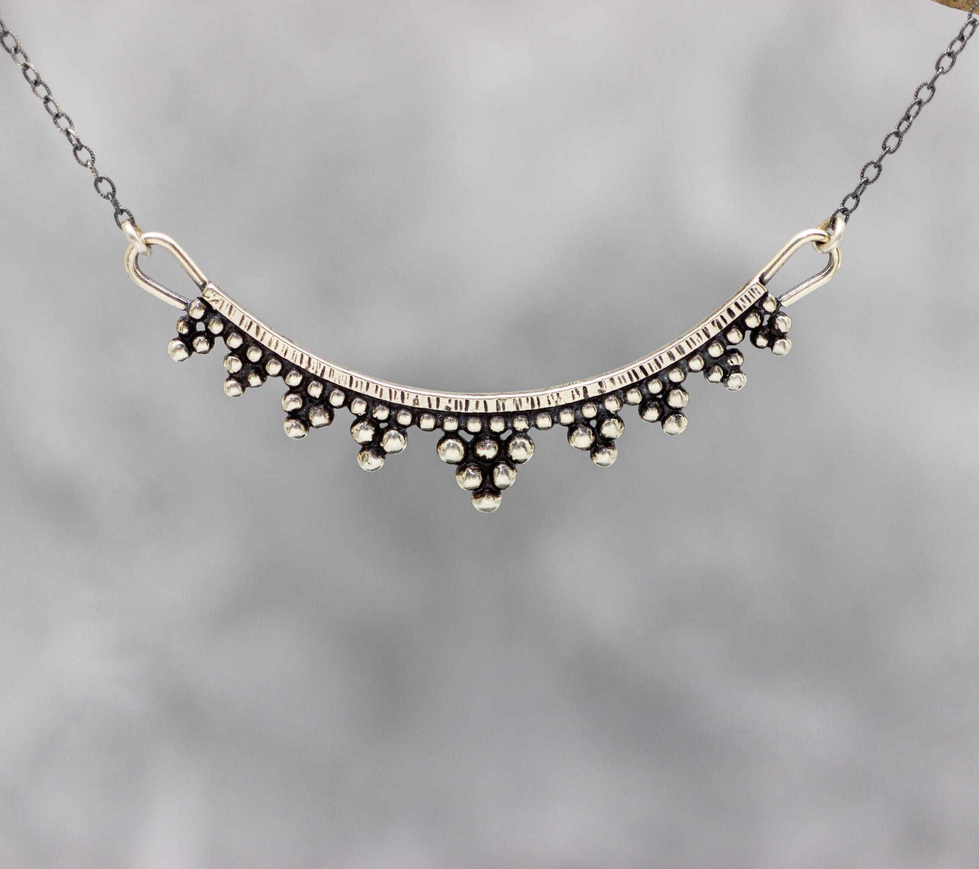 Wide Arc Necklace Sterling Silver and Fine Silver Made To Order